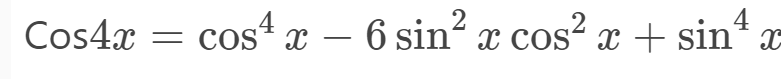 Solved cos4x=cos4x−6sin2xcos2x+sin4x | Chegg.com