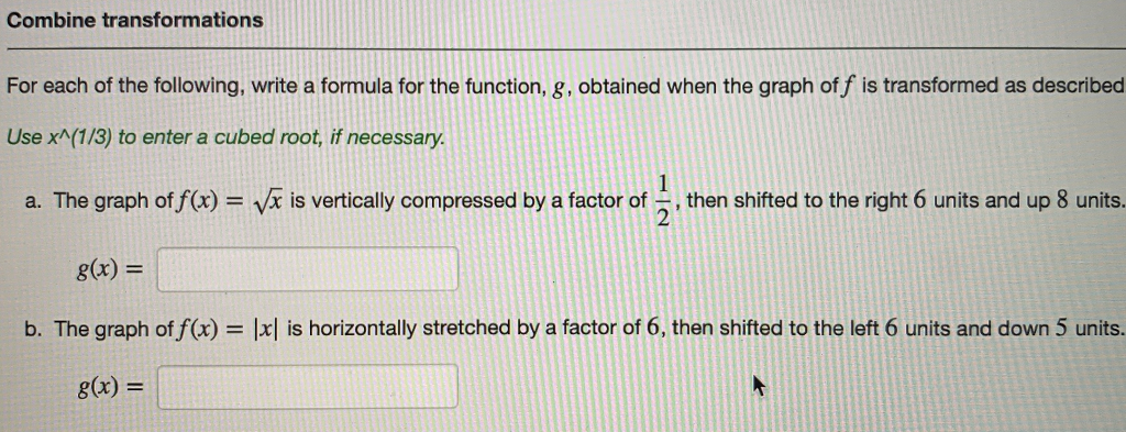Solved Combine transformations For each of the following, | Chegg.com