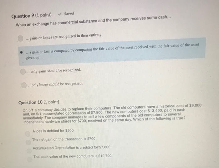 Solved Saved Question 9 (1 point) When an exchange has | Chegg.com
