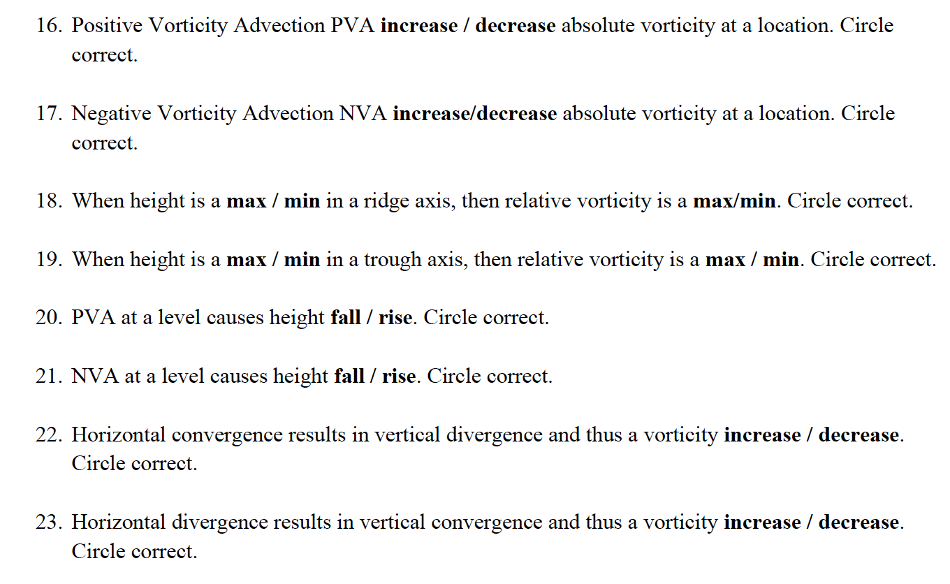 Solved 16. Positive Vorticity Advection PVA increase / | Chegg.com