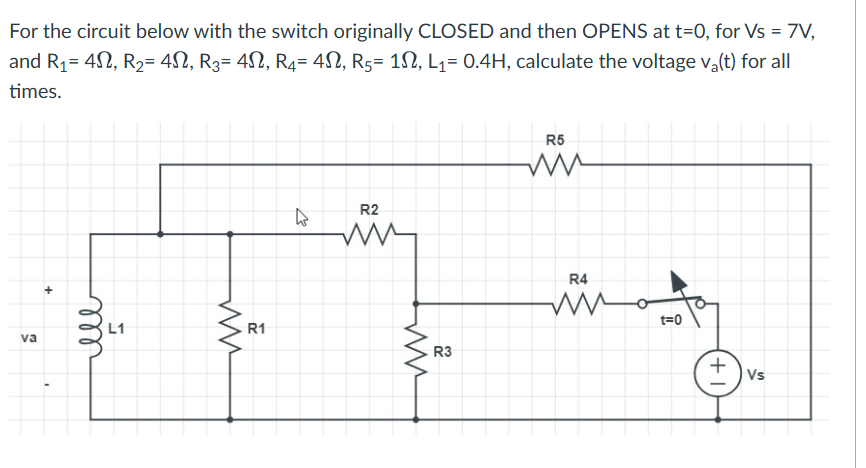 Solved For the circuit below with the switch originally | Chegg.com