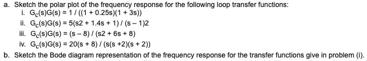 Solved a. Sketch the polar plot of the frequency response | Chegg.com