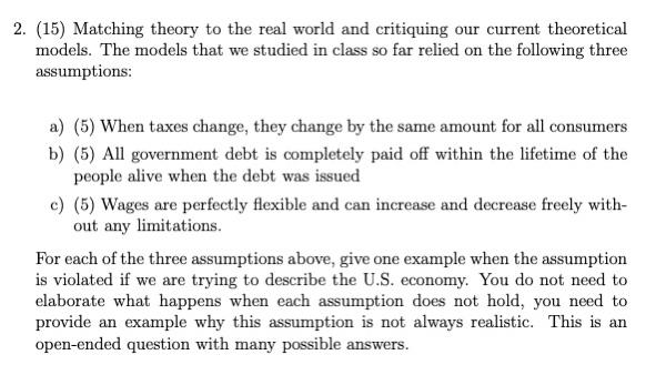 Solved 2. (15) Matching theory to the real world and | Chegg.com
