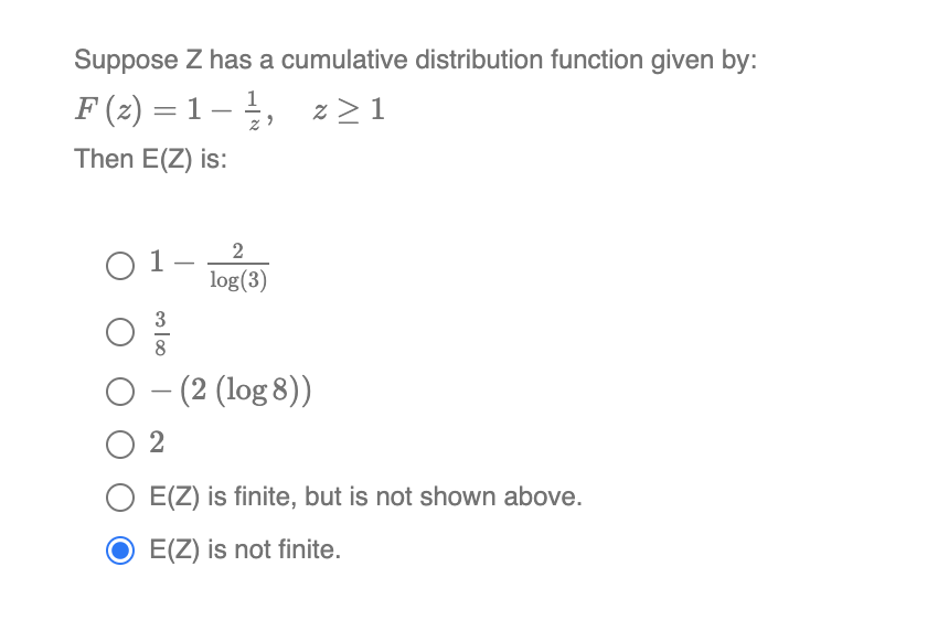 Solved Suppose Z has a cumulative distribution function | Chegg.com
