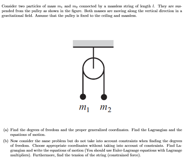 Solved Consider two particles of mass my and my connected by | Chegg.com
