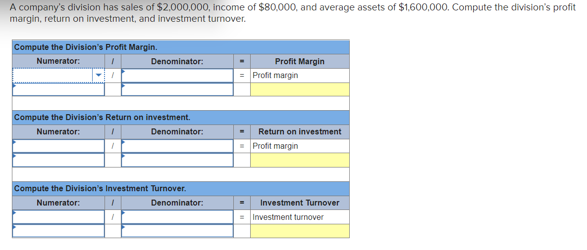 Solved A company's division has sales of $2,000,000, income | Chegg.com