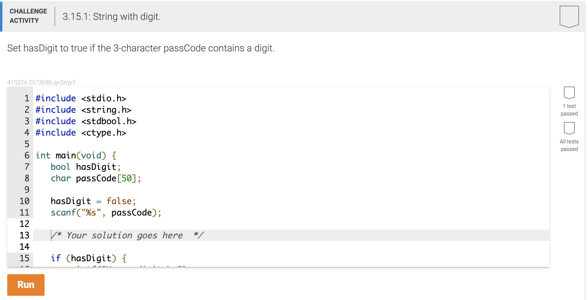 Solved CHALLENGE 3.15.1: String with digit. ACTIVITY Set | Chegg.com