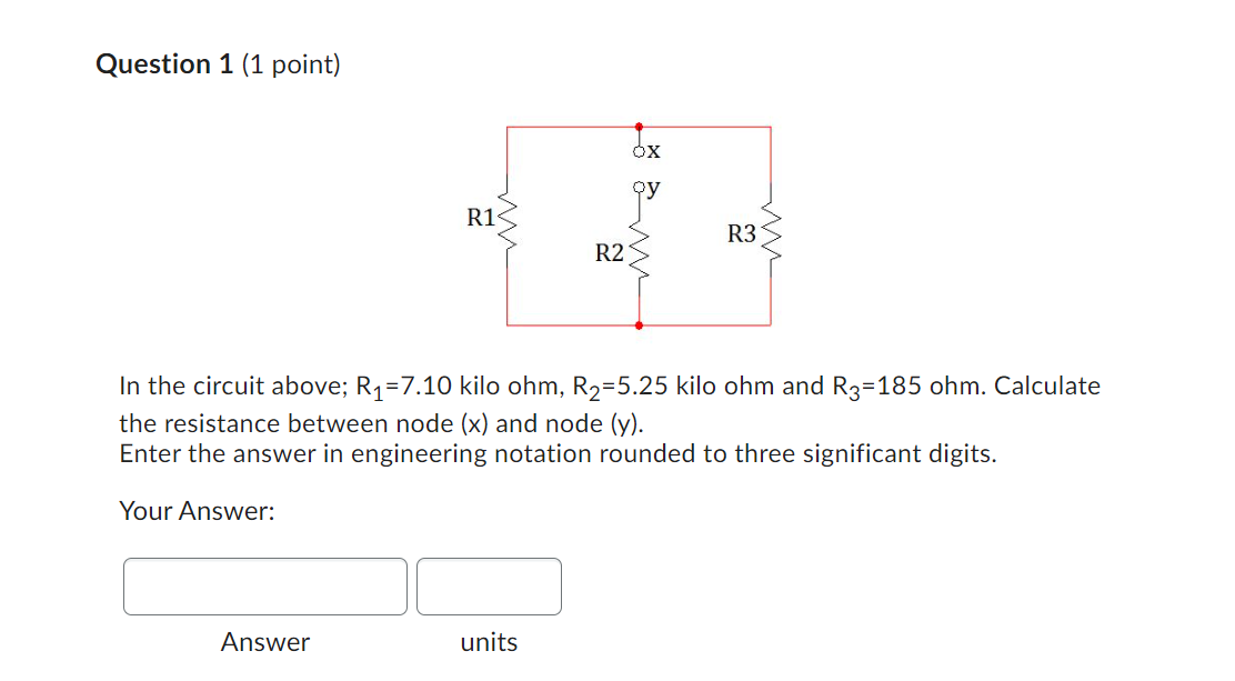 Solved In the circuit above; R1=7.10 kilo ohm, R2=5.25 kilo | Chegg.com