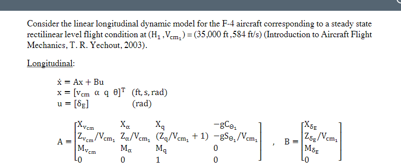 Consider the linear longitudinal dynamic model for | Chegg.com