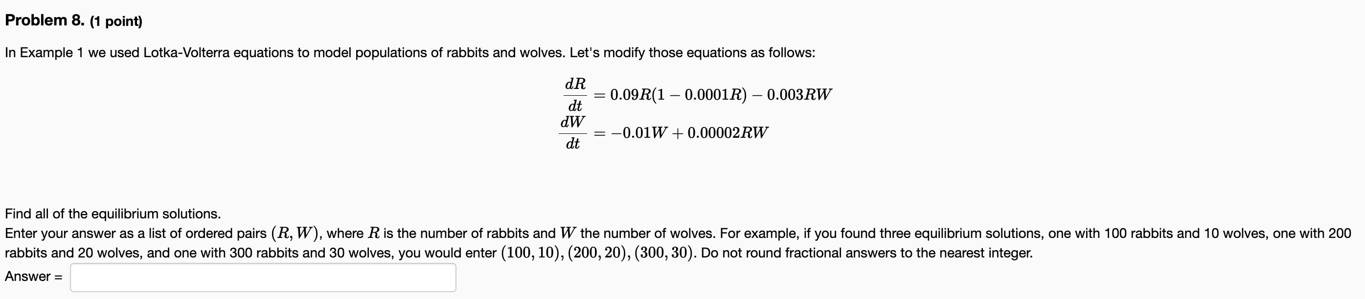 Solved Problem 8. (1 point) In Example 1 we used | Chegg.com