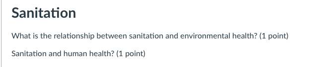 Solved Sanitation What is the relationship between | Chegg.com