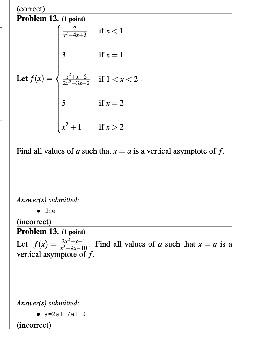 Solved Problem 12. (1 ﻿point)Let | Chegg.com