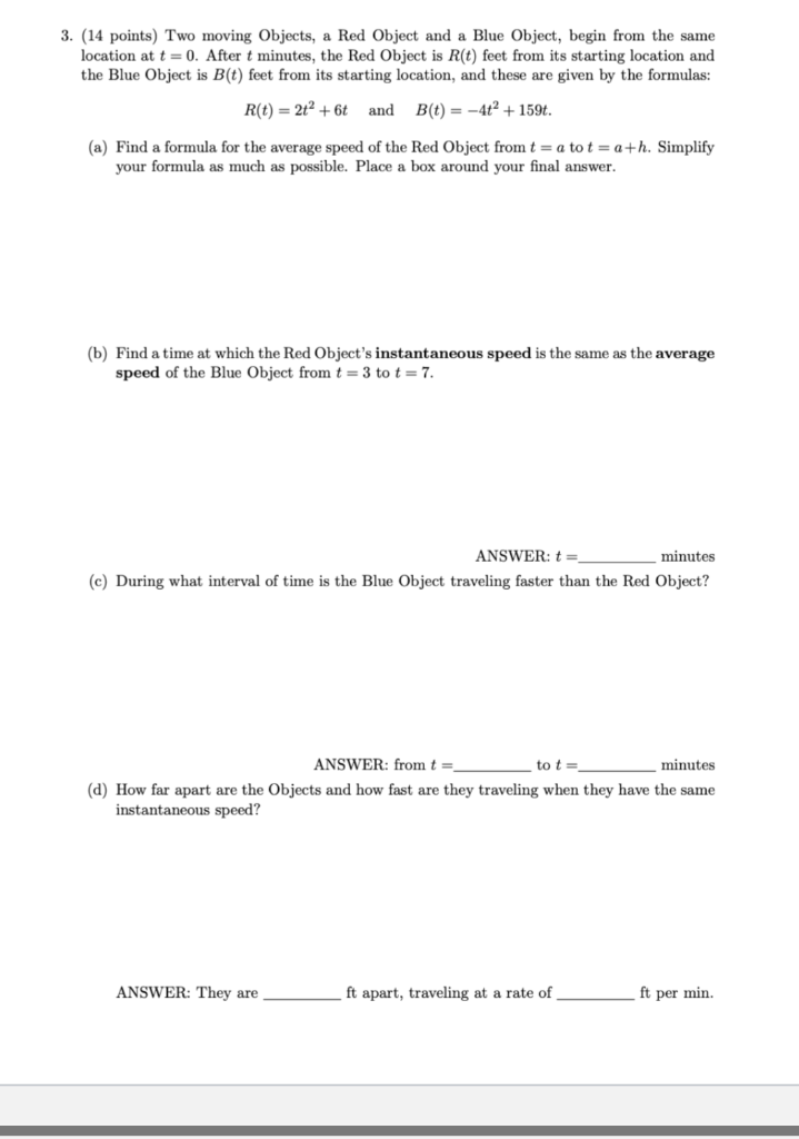 Solved 3. (14 points) Two moving Objects, a Red Object and a | Chegg.com