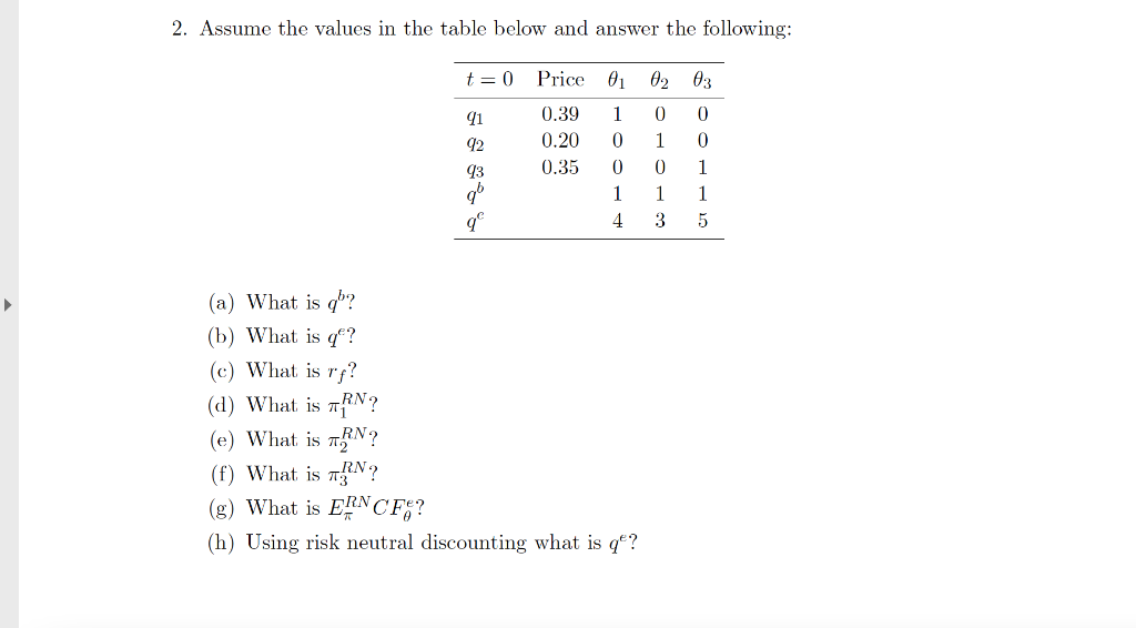 Solved 2. Assume the values in the table below and answer | Chegg.com
