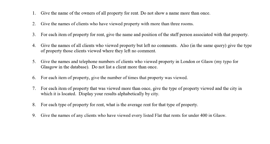 Solved Write Sql Queries Using This 