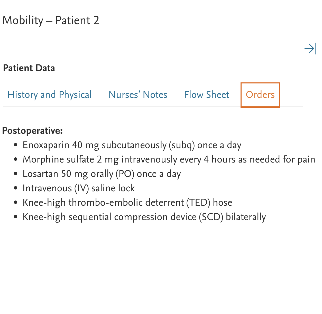 Solved Mobility - Patient 2 Patient Data History and | Chegg.com