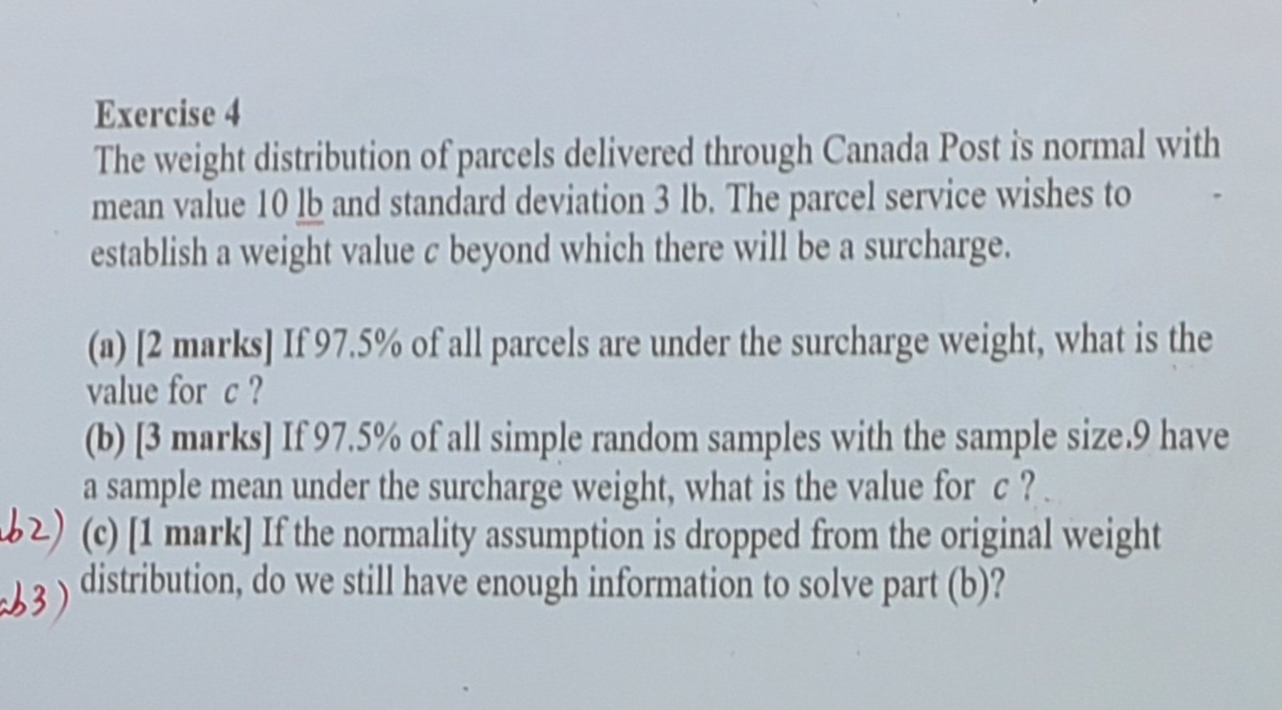 Solved Exercise 4 The weight distribution of parcels | Chegg.com