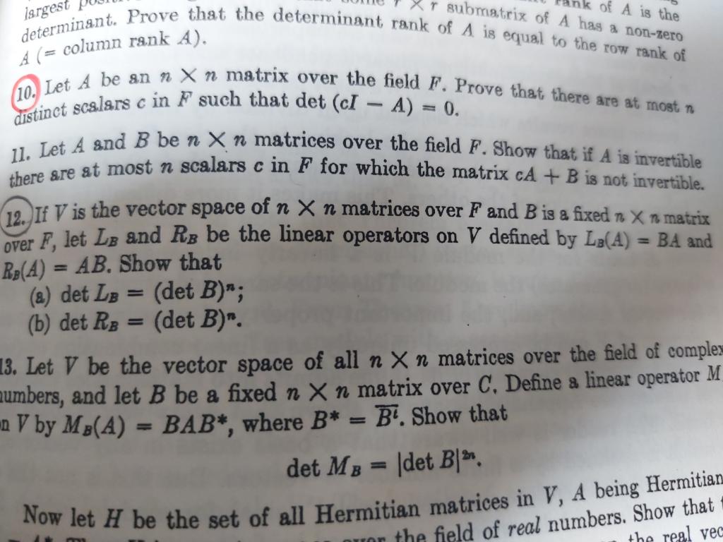 Solved of A is the submatrix of A has a non-zero largest | Chegg.com