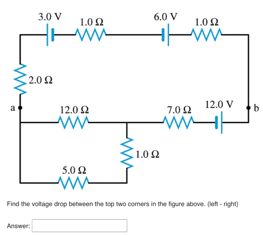 Solved Find the voltage drop between the top two corners in | Chegg.com