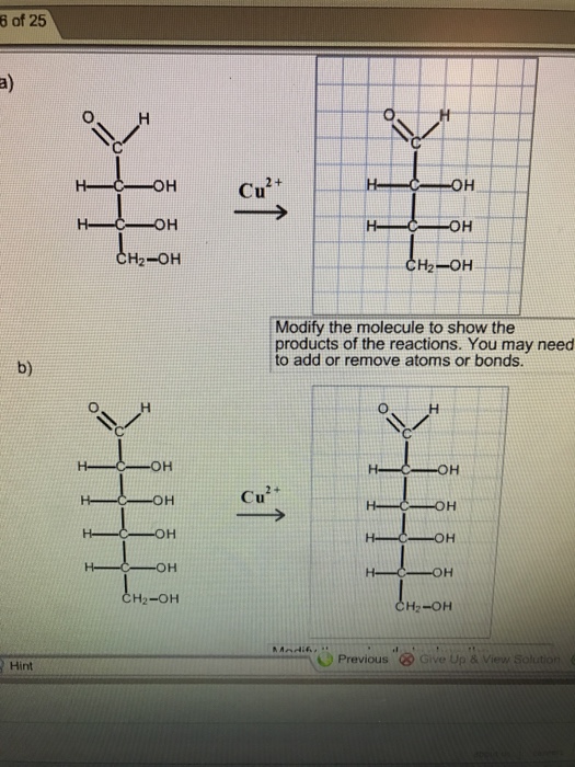 Solved 6 of 25 Hint H2-OH H2-OH 2 Cu H2-OH Modify the | Chegg.com