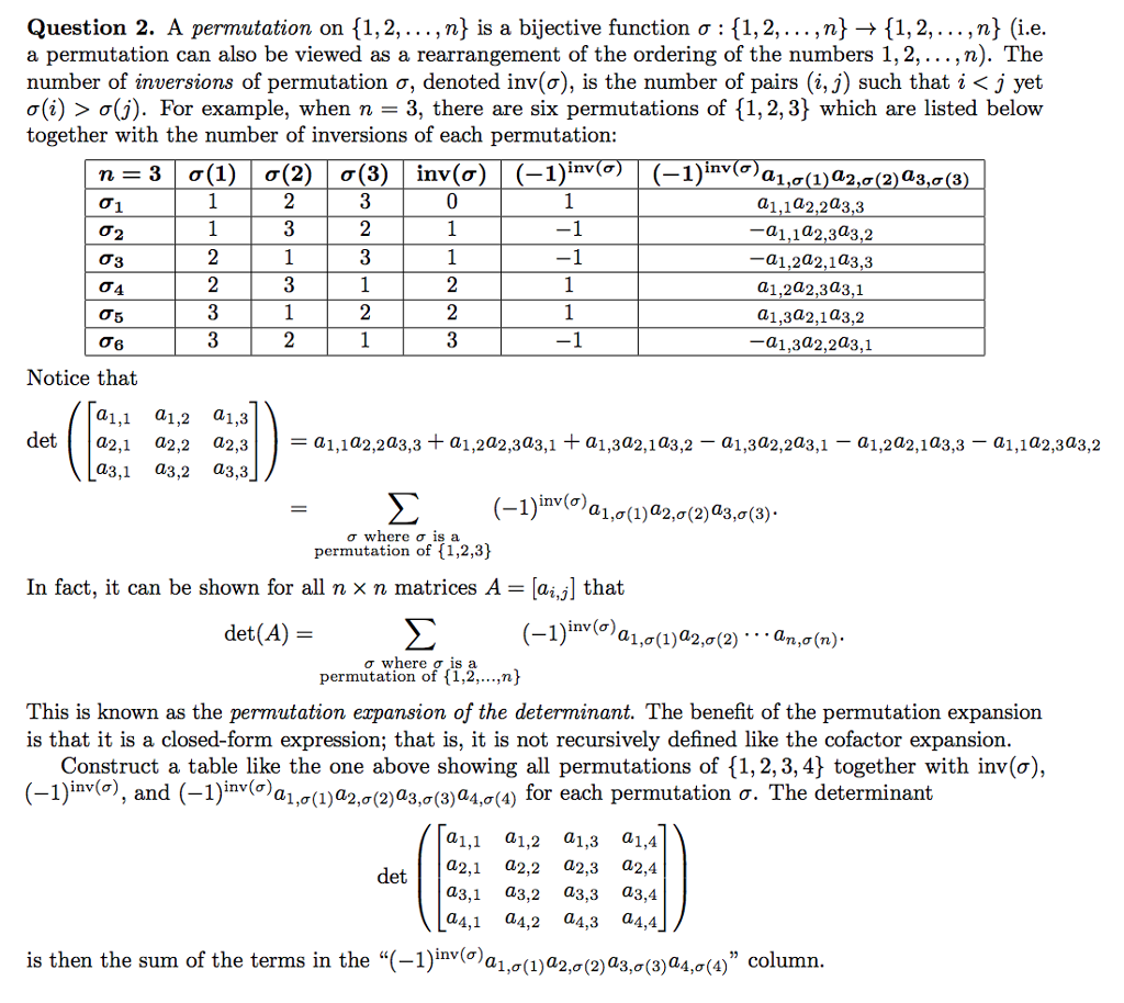 Solved A permutation on {1, 2, . . . , n} is a bijective | Chegg.com