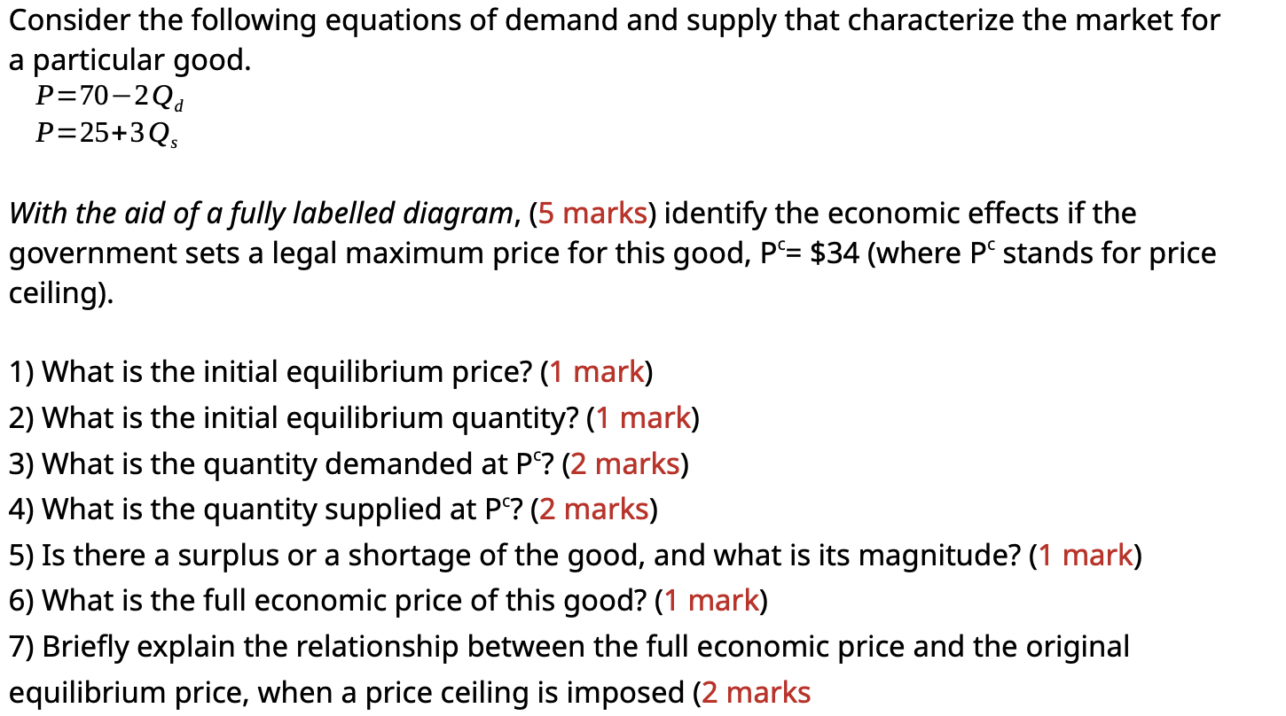 Solved a particular good.P=70-2QdP=25+3QsWith the aid of a | Chegg.com