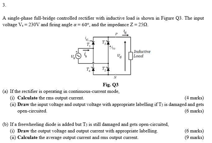 Solved 3. A single-phase full-bridge controlled rectifier | Chegg.com