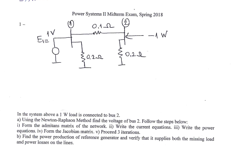Solved Power Systems II Midterm Exam, Spring 2018 1− In the | Chegg.com