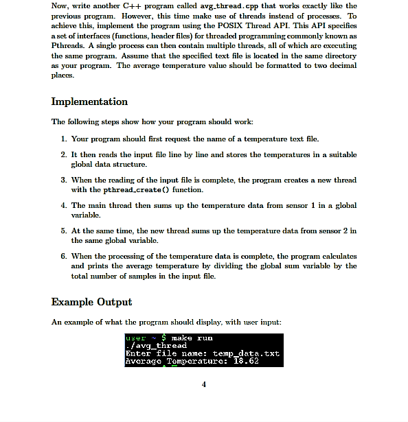 Solved Now, write another C++ program called avg-thread.cpp | Chegg.com
