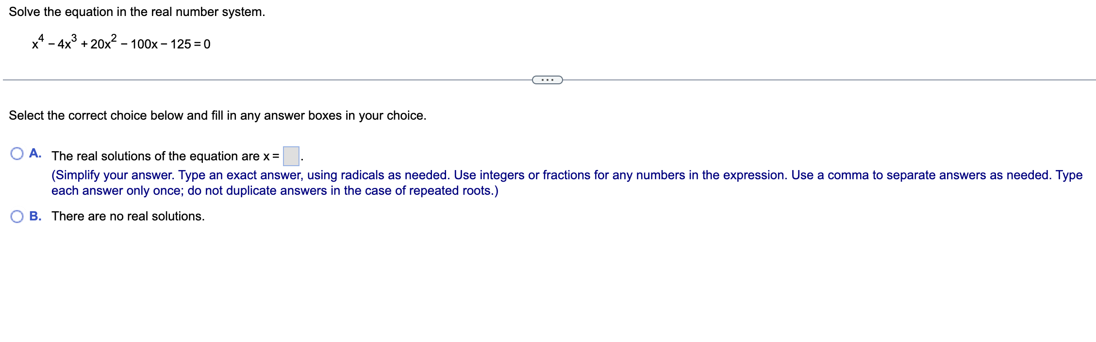 Solved Solve the equation in the real number system. | Chegg.com