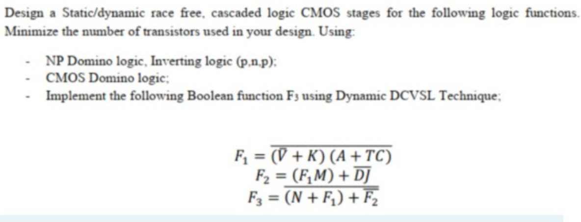 Solved Design a Static/dynamic race free, cascaded logic | Chegg.com