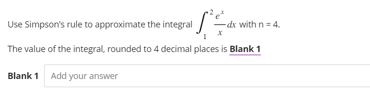 Solved Use Simpson's rule to approximate the integral X 1 | Chegg.com