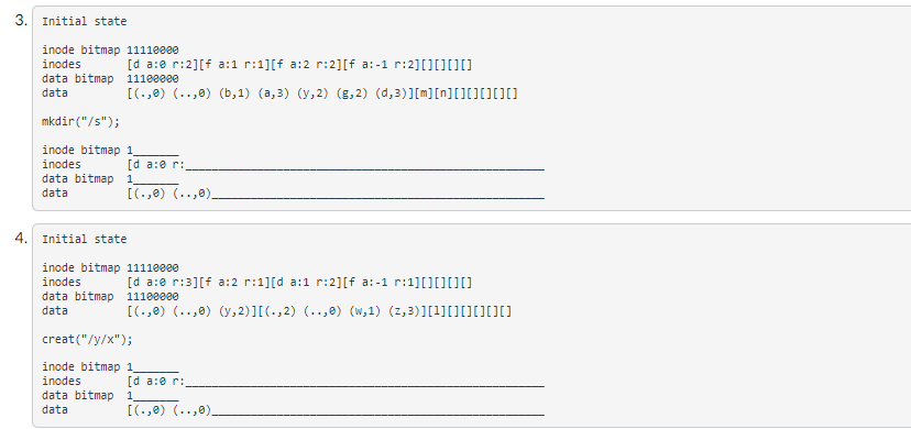 Solved Initial state inode bitmap 11118080 inodes [d a:0 | Chegg.com