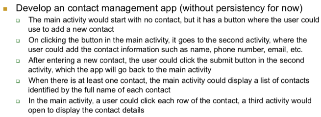 Solved Develop an contact management app (without | Chegg.com