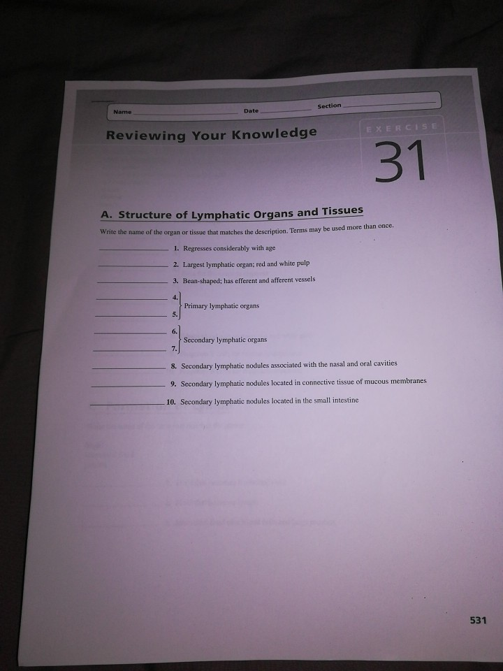 Solved Date Section Name Reviewing Your Knowledge Exercise