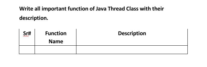 Solved Write all important function of Java Thread Class | Chegg.com