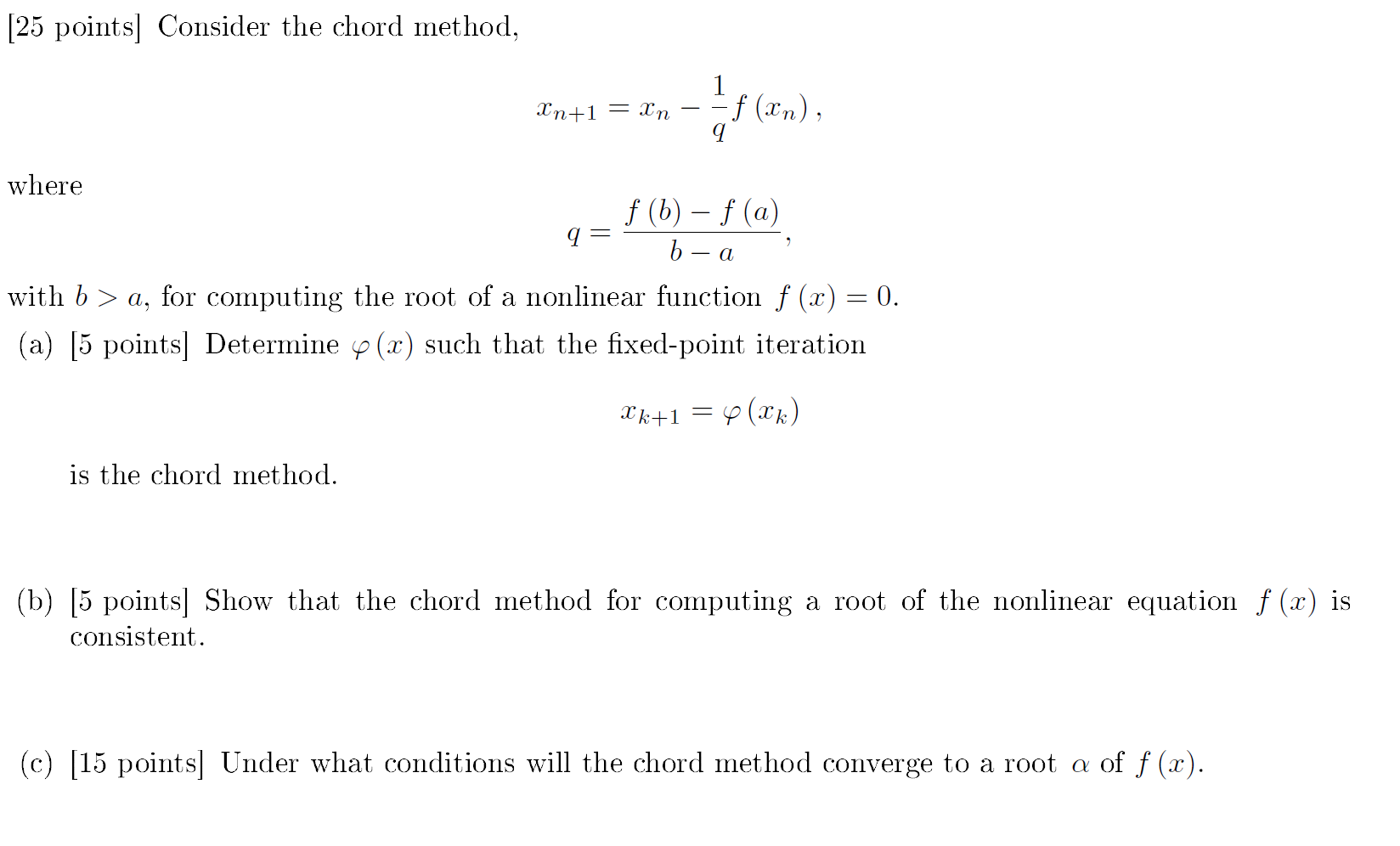 [25 points] Consider the chord method, | Chegg.com