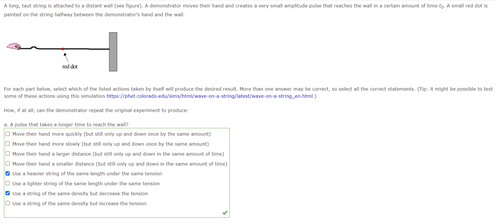 Solved A long, taut string is attached to a distant wall | Chegg.com