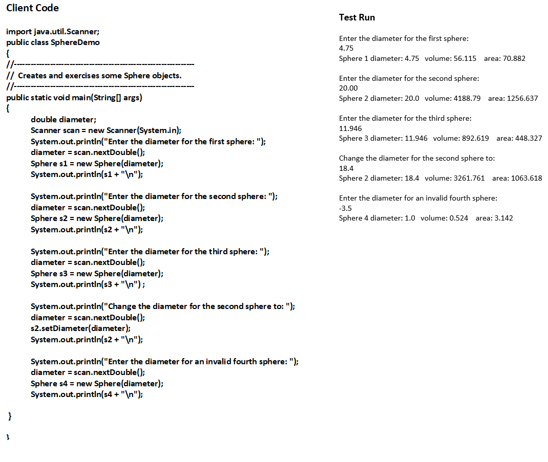 Solved Design And Implement A Class Called Sphere That 