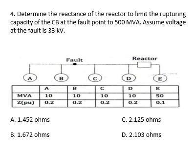 Solved 4. Determine the reactance of the reactor to limit | Chegg.com