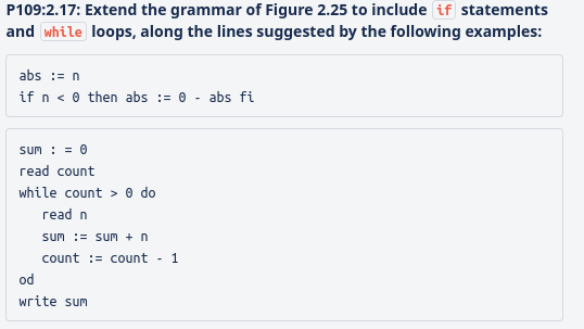 P109:2.17: Extend the grammar of Figure 2.25 to | Chegg.com