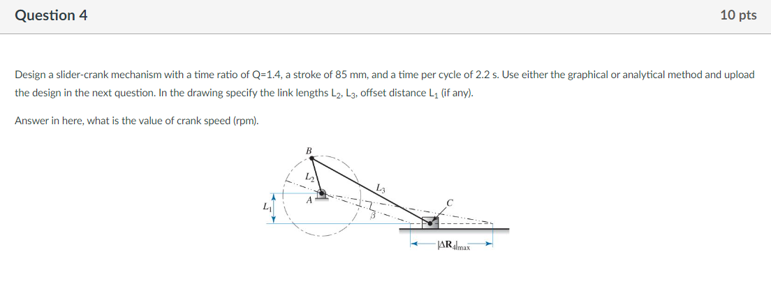 Solved Question 4 ﻿Design a slider-crank mechanism with a | Chegg.com