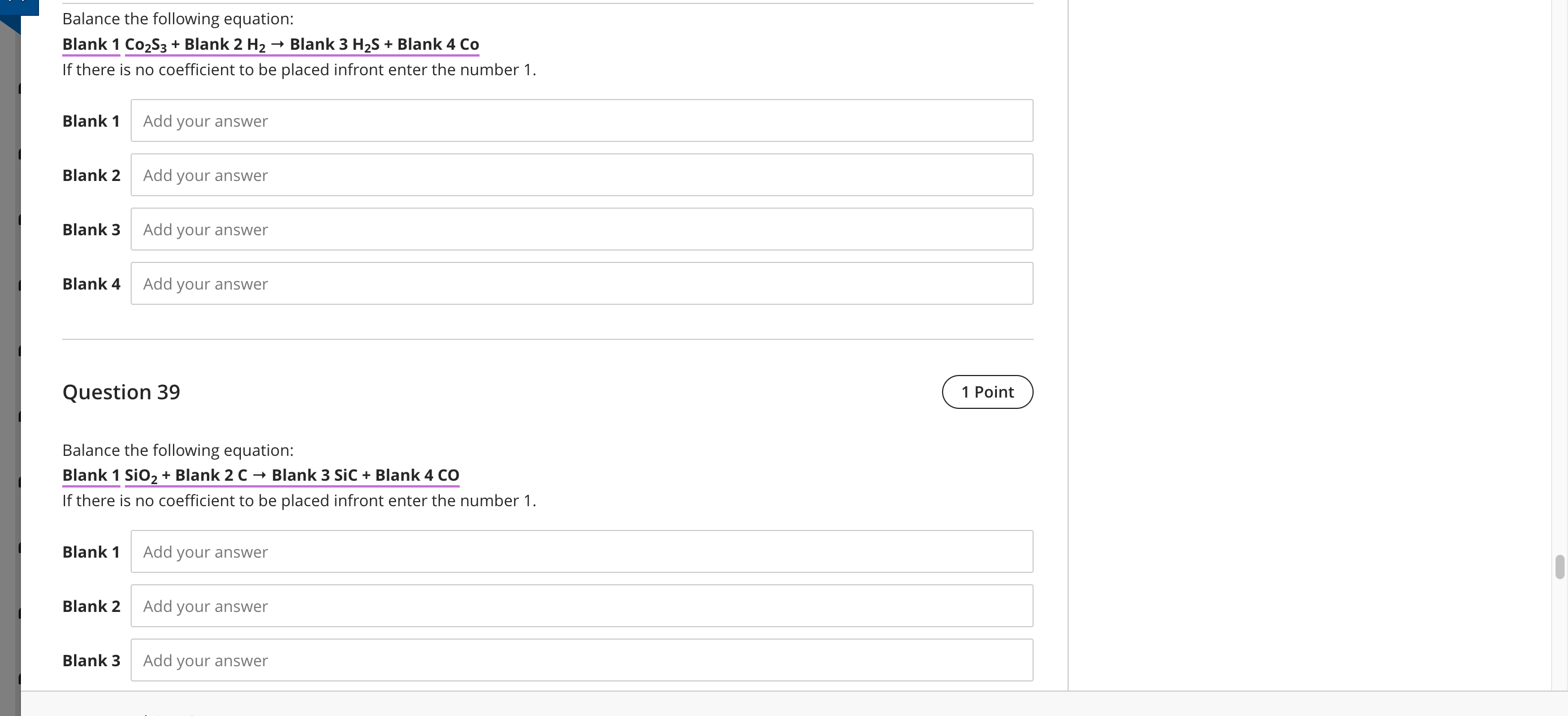 Solved Balance the following equation: Blank 1Co2 S3+ Blank | Chegg.com