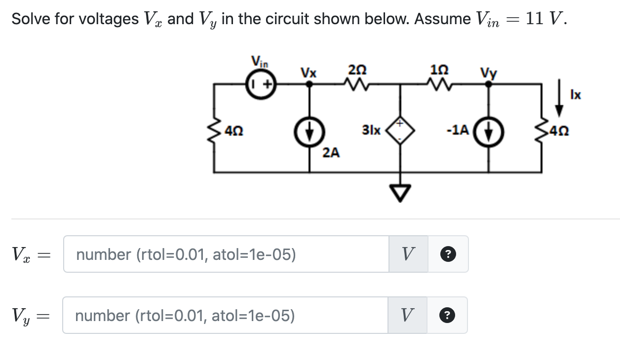 Solved Solve for voltages Vx and Vy in the circuit shown | Chegg.com