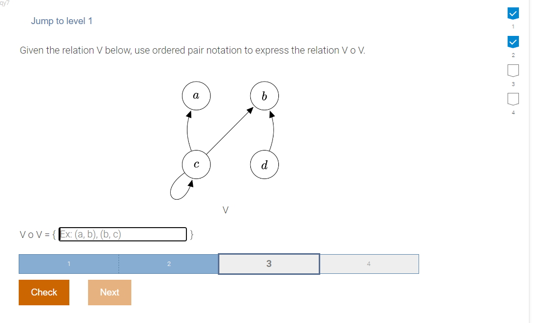 Solved Given the relation ∨ below, use ordered pair notation | Chegg.com