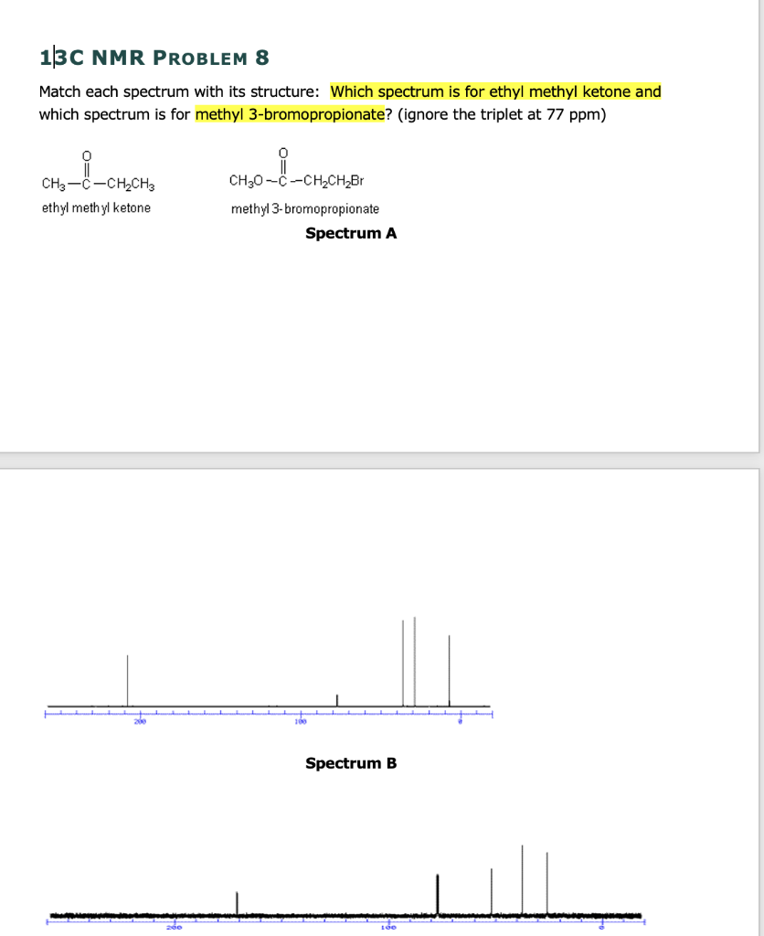 Solved 13C NMR PROBLEM 8 Match each spectrum with its | Chegg.com