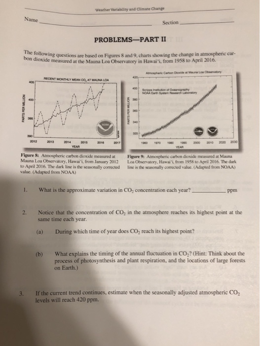 Solved Weather Variability and Climate Change Name Section | Chegg.com