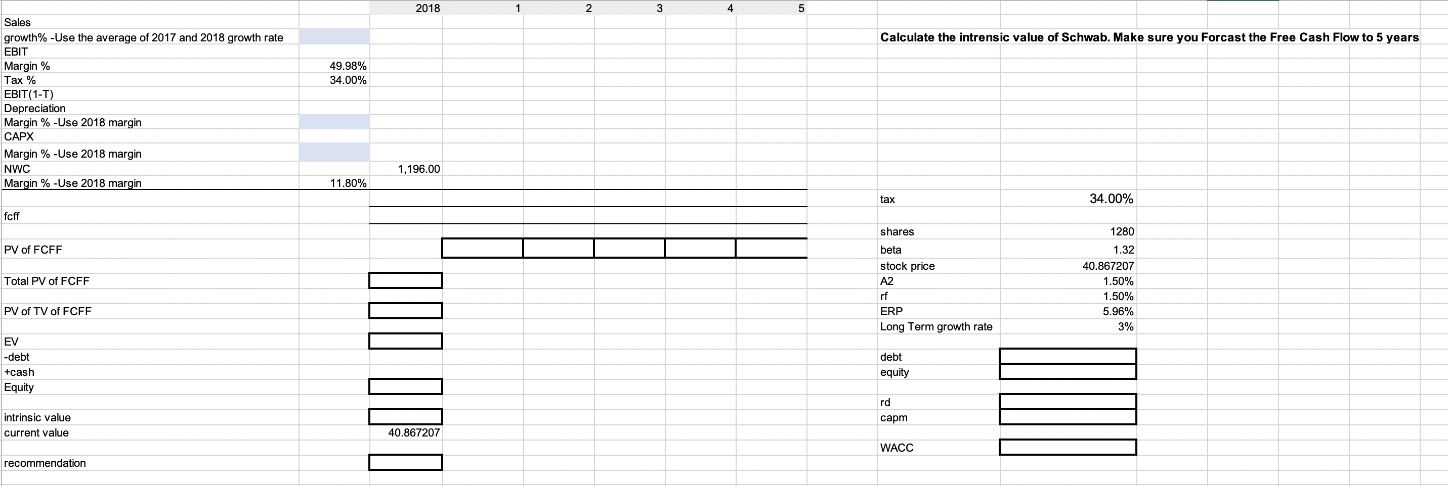 2018 1 2 3 4 5 Calculate the intrensic value of | Chegg.com