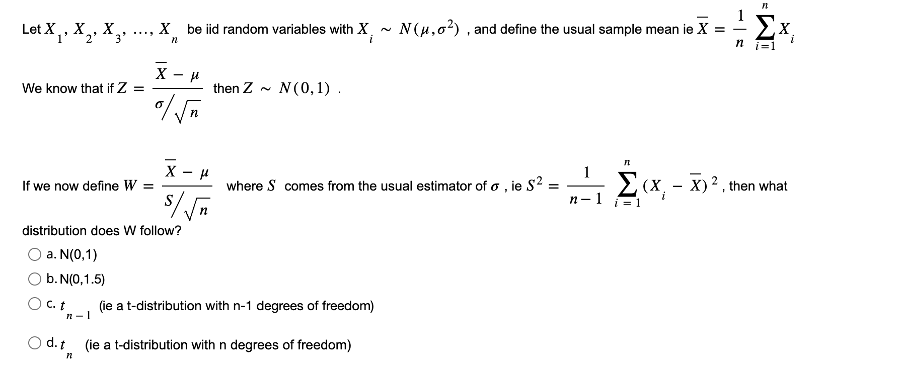 Solved Let X1,X2,X3,…,Xn be iid random variables with | Chegg.com