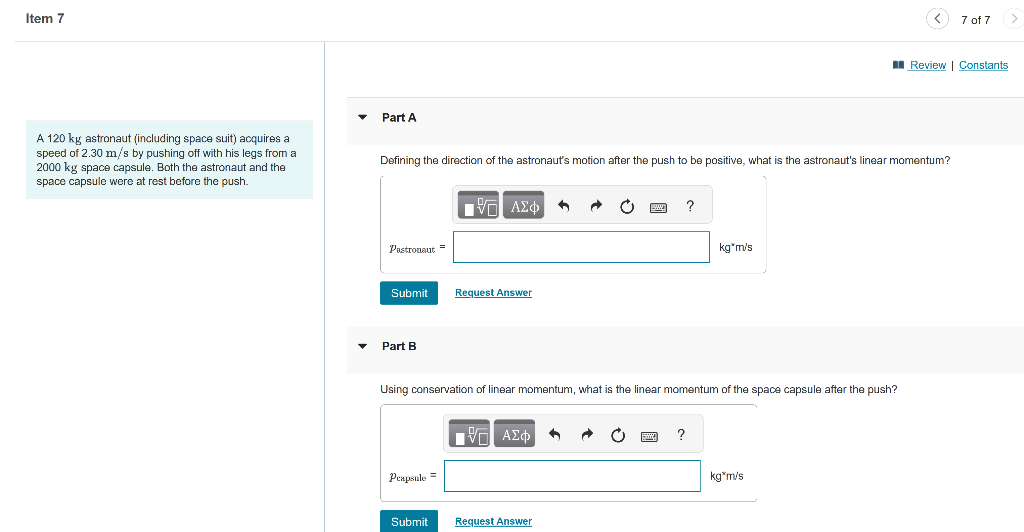 Solved A 120 kg astronaut (including space suit) acquires a | Chegg.com